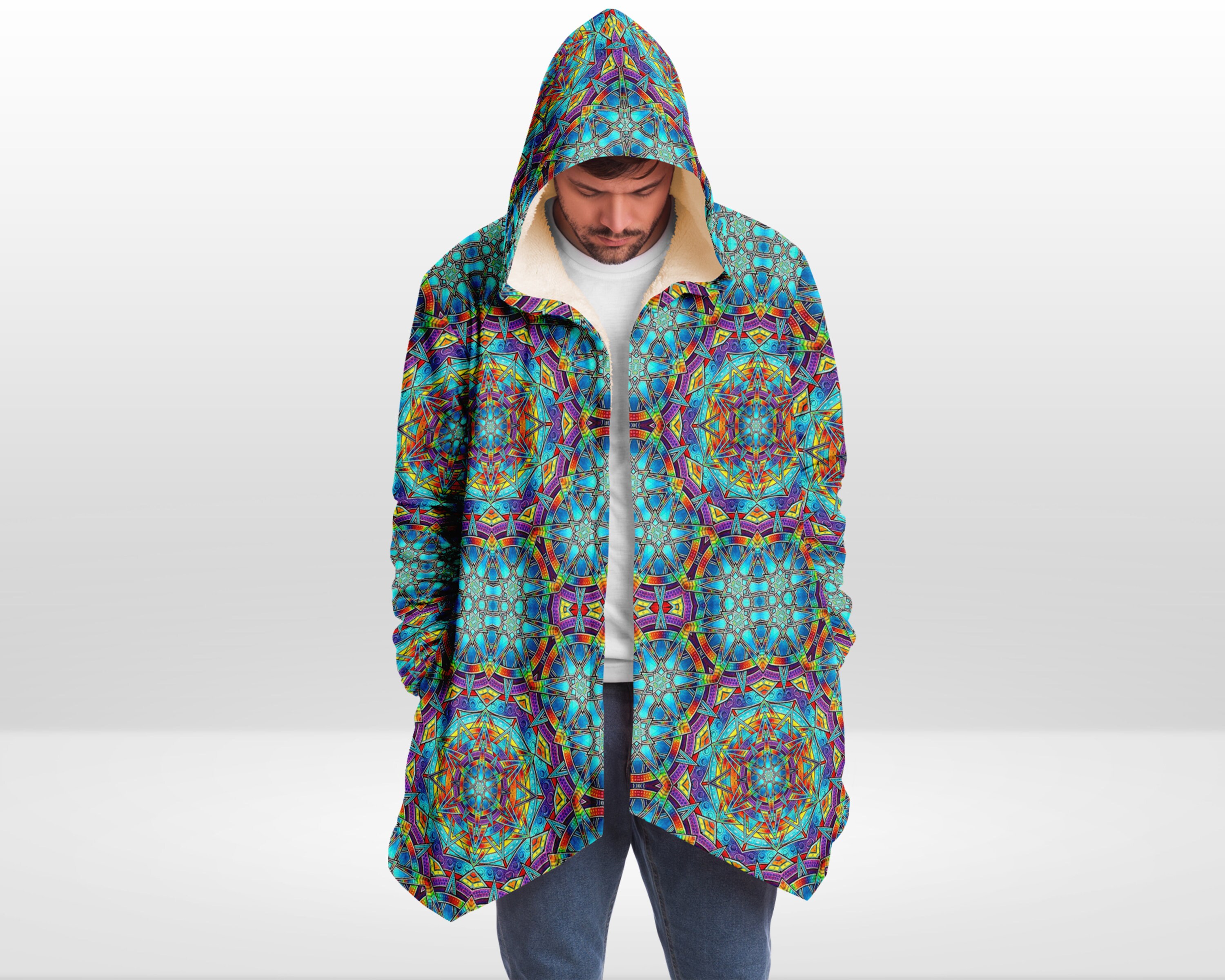 Rave Sherpa EDM Cloak Psychedelic Festival Jacket - Etsy