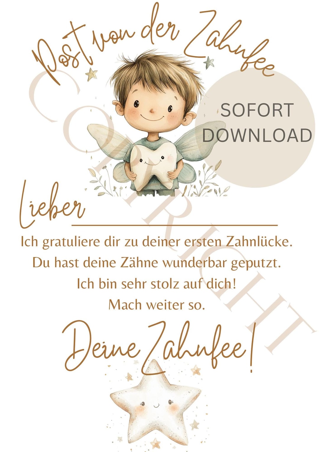 Zahnfee Brief Als PDF Download - Zahnfee Geschenk - Brief Von Der ...