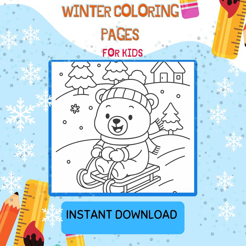 50 Winter Coloring Pages for Kids, Coloring Sheets, Winter Coloring ...