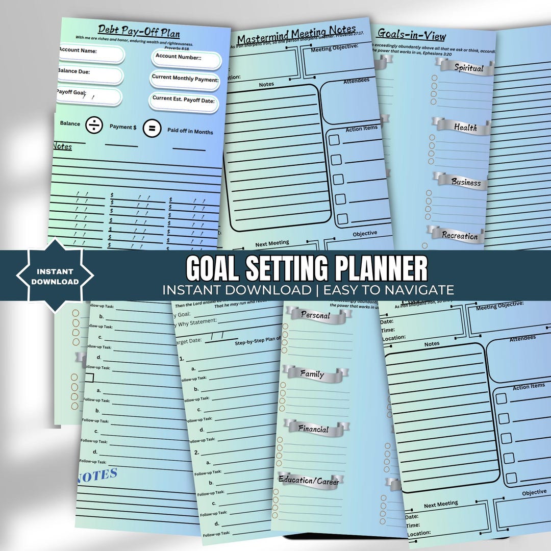 Goal Action Plan Planner Template Printable Planner Productivity ...