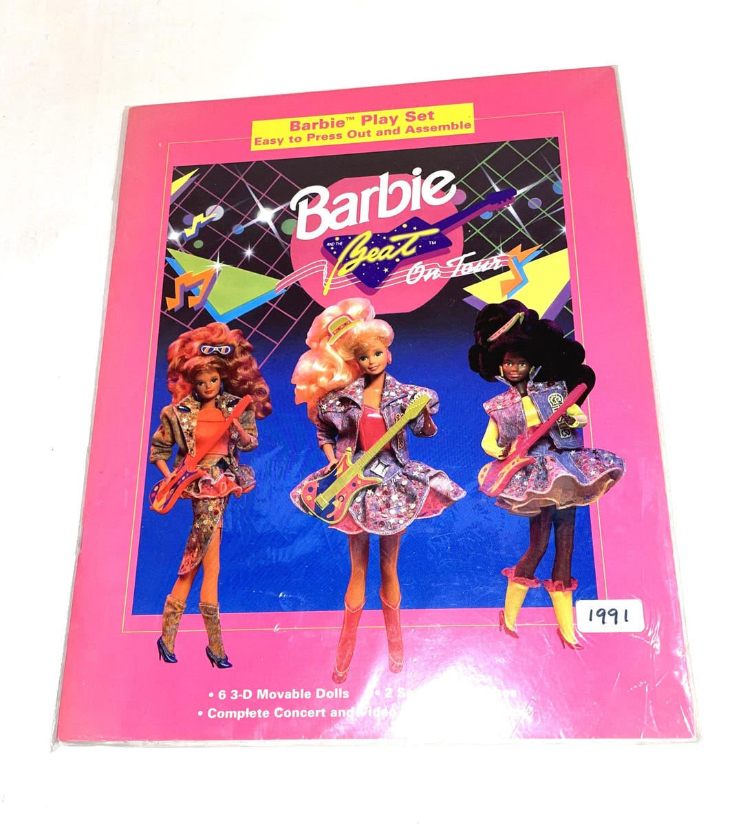 Barbie Play Set 1991 6 3D Moveable Dolls 2 Sets Costumes (paper Dolls ...