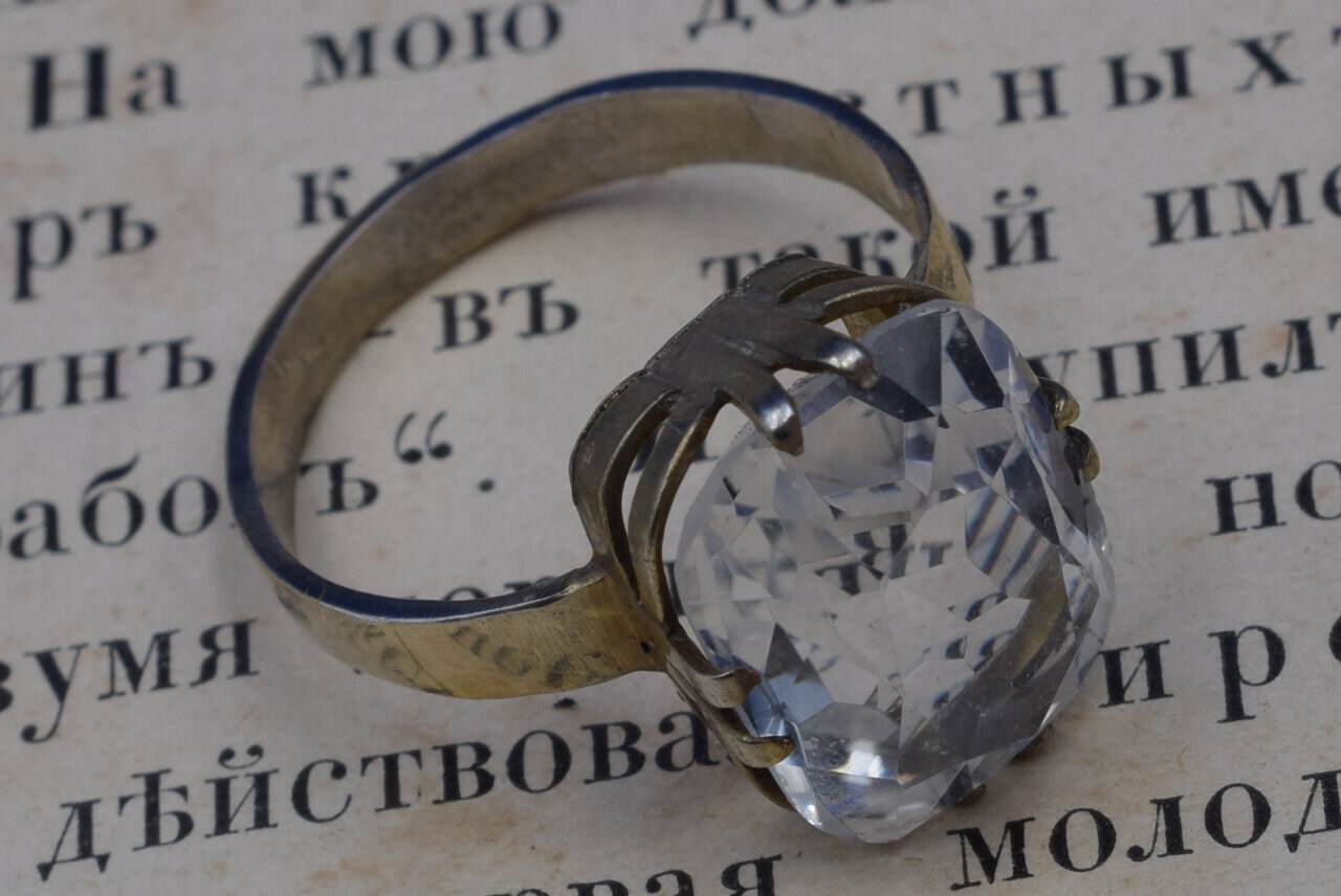 Vintage Art Deco Style, Ukraine Ring, Silver 875, Stone Genuine, Stone ...