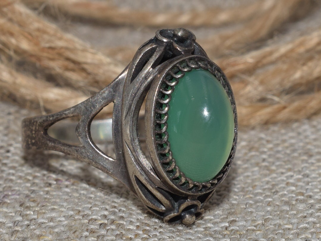 Ukraine Silver Ring, Ring Natural Stone, Ring Green Color, Natural ...