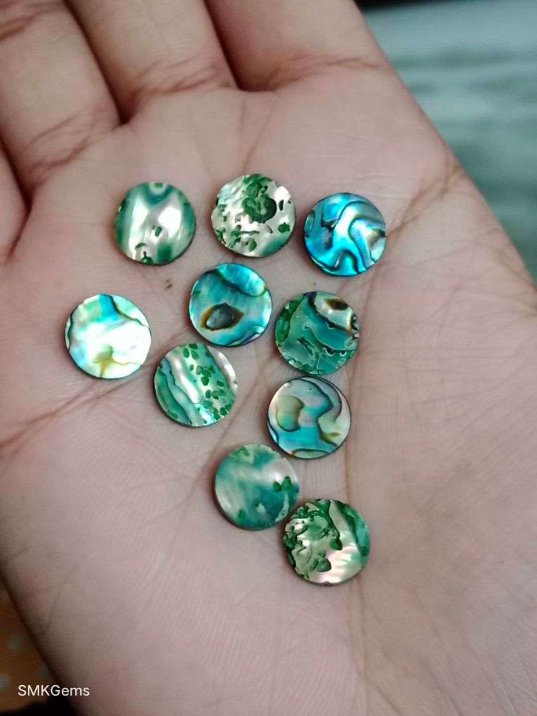 AAA Abalone Shell Round Coin Both Side Flat Discs Gemstones Size 8,9,10 ...