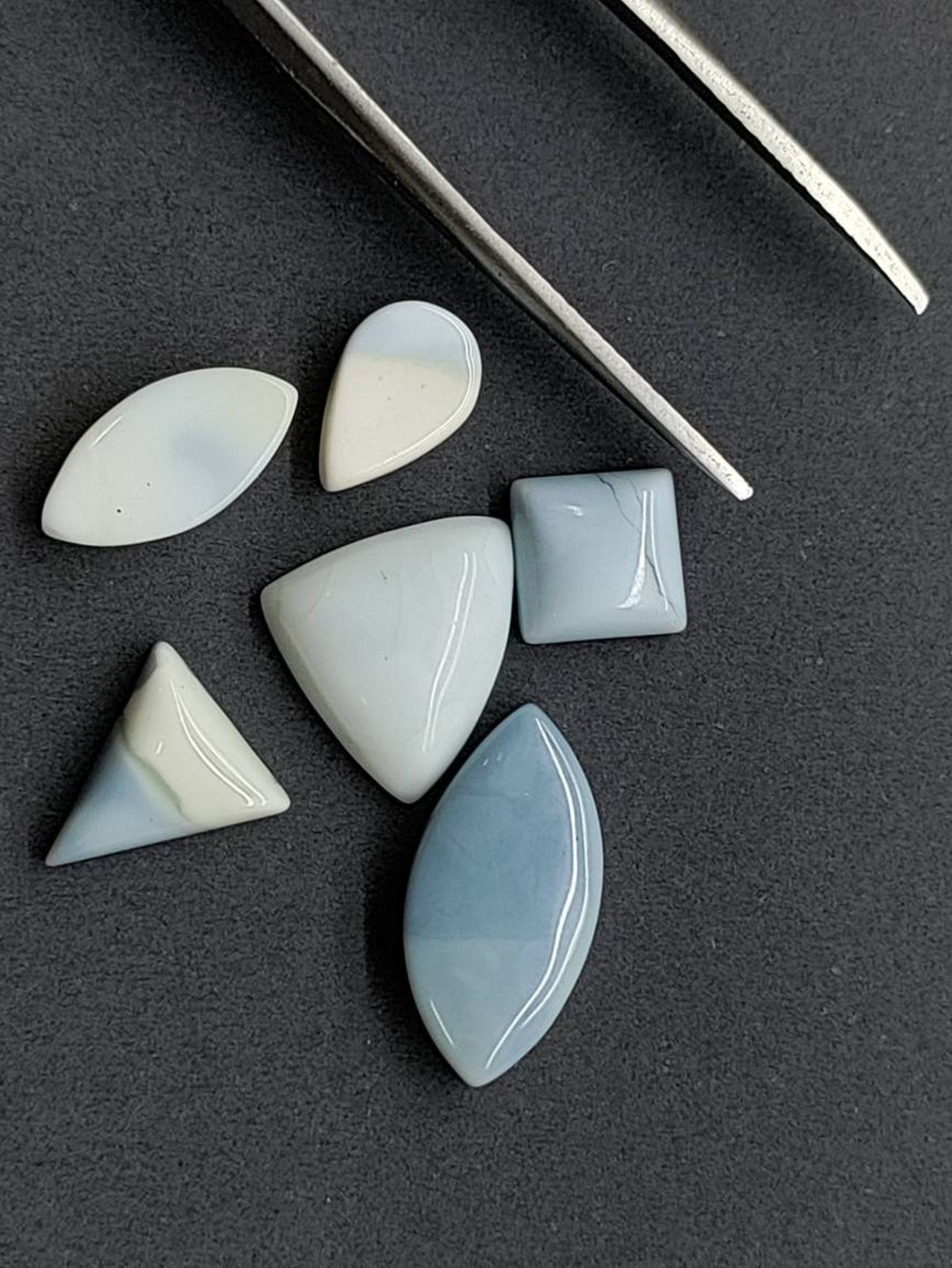 Natural Blue Opal Cabochon Lot ,gemstone Lot, One Side Flat,semi ...