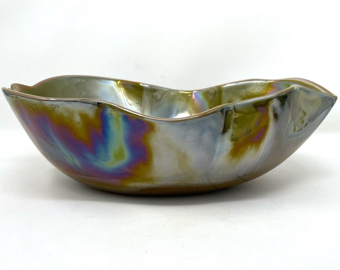 Vintage HEAVY Signed Yalos Casa Murano Iridescent Oil Slick Large ...
