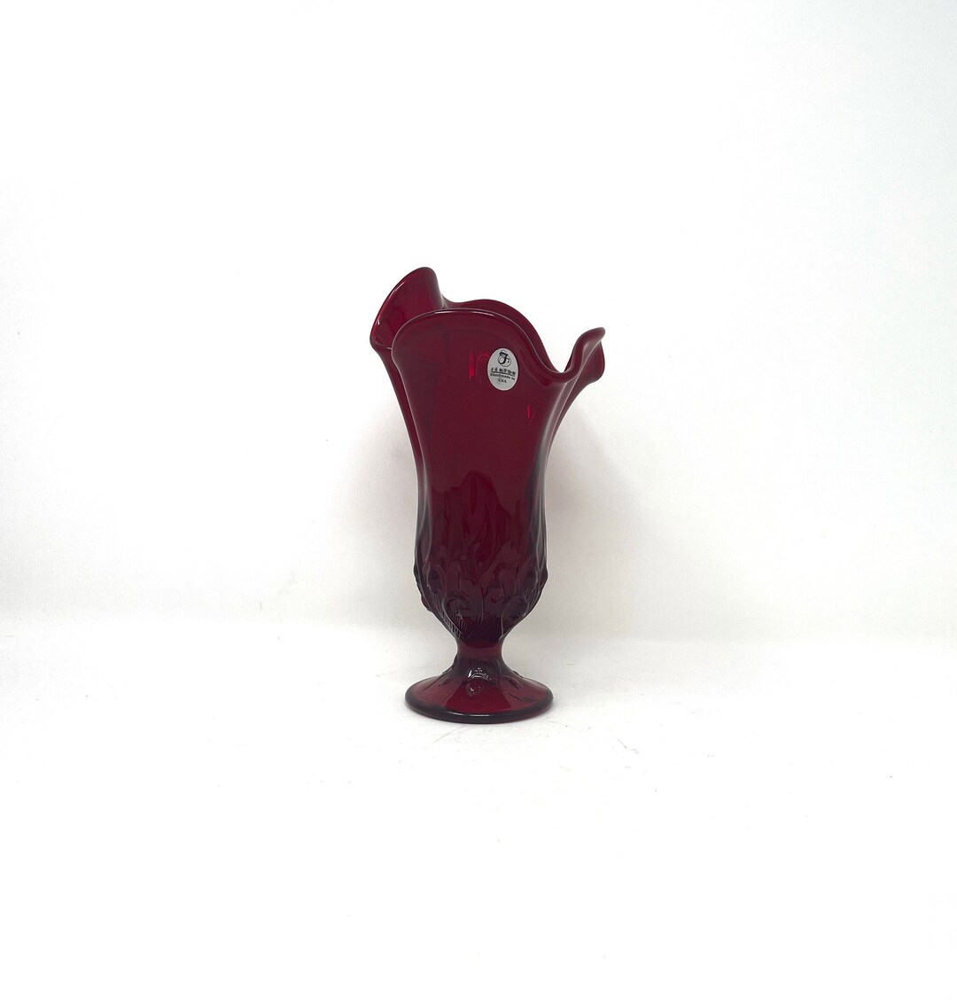 Vintage Original Sticker Fenton Glass Ruby Red Lily of the Valley ...