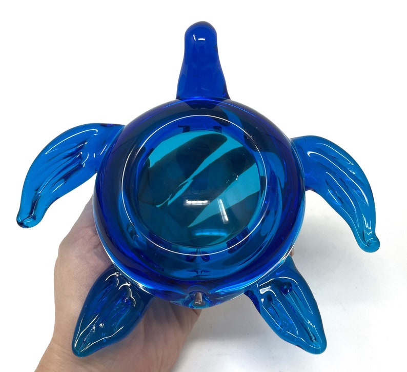Vintage Blue Art Glass Figural Sea Turtle Open Trinket Dish - Etsy