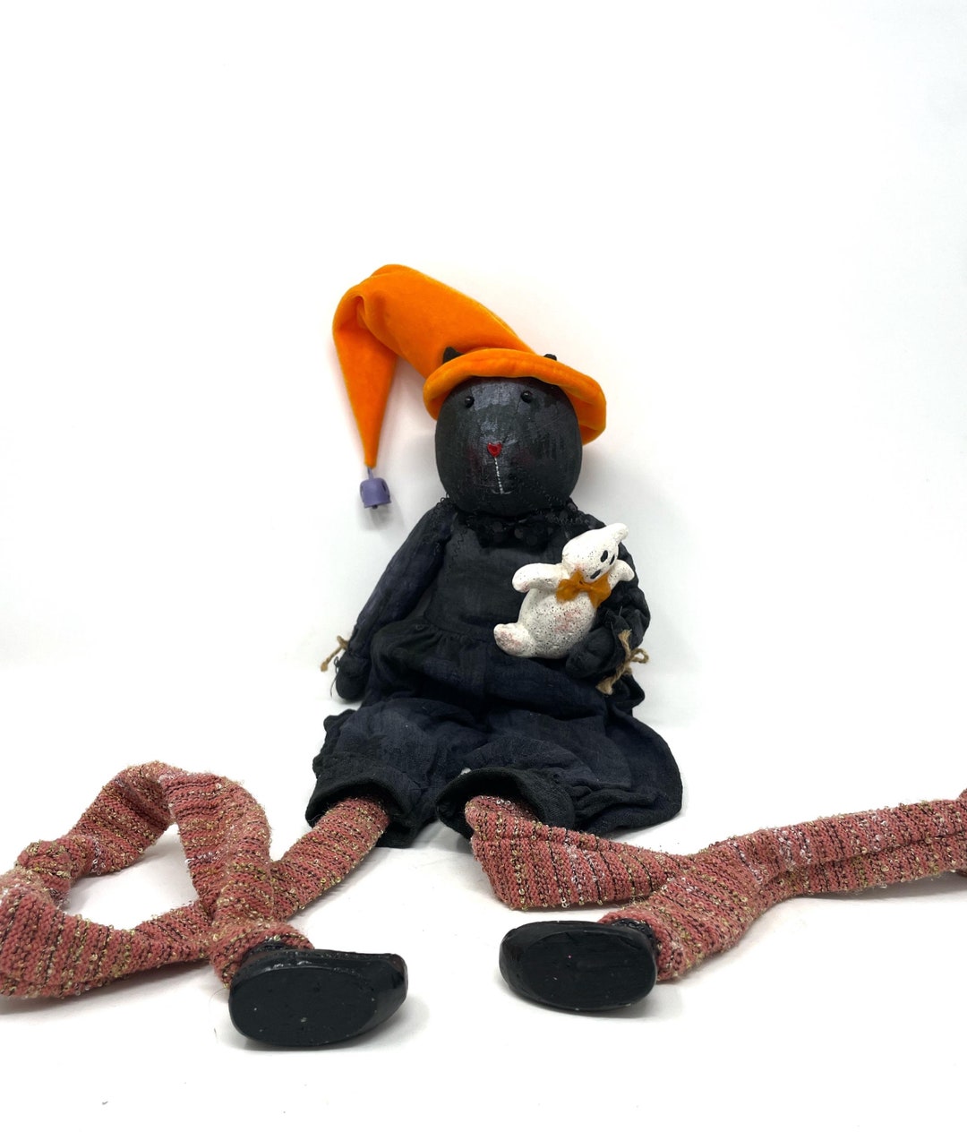 Vintage Folk Art Halloween Large Mouse Stuffed Muslin Figurine Long ...