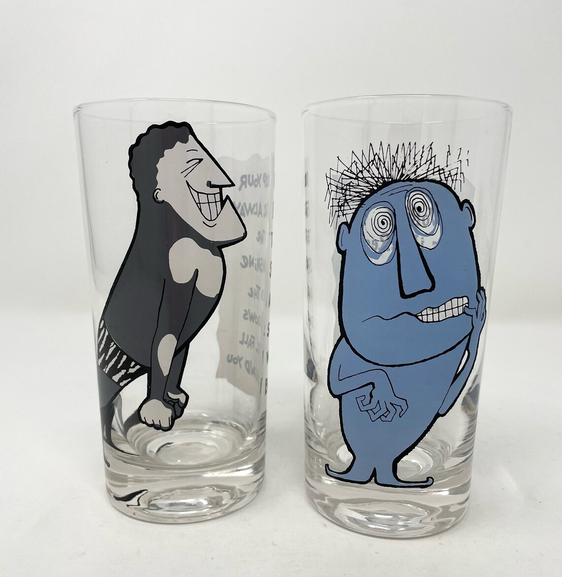 Vintage Set of 4 Humorous Cartoon Novelty Drinking Glasses MCM - Etsy