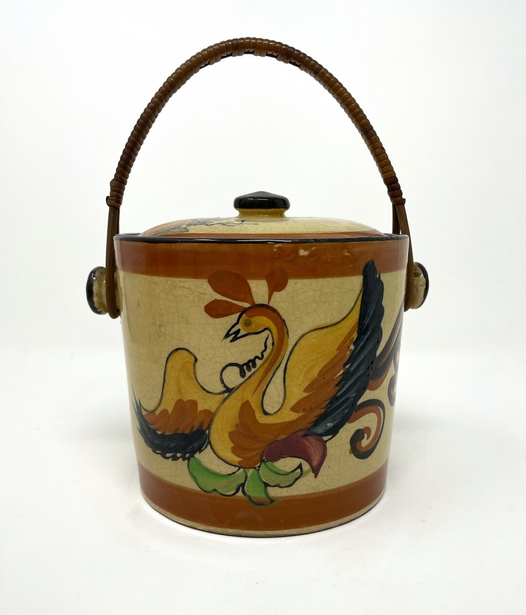 EXCELLENT Vintage Japan Phoenix Ware Wicker Rattan Handled and Lidded ...
