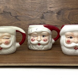 Retro Style Set of 3 Winking Santa Mugs Vintage Style Winking Santa ...