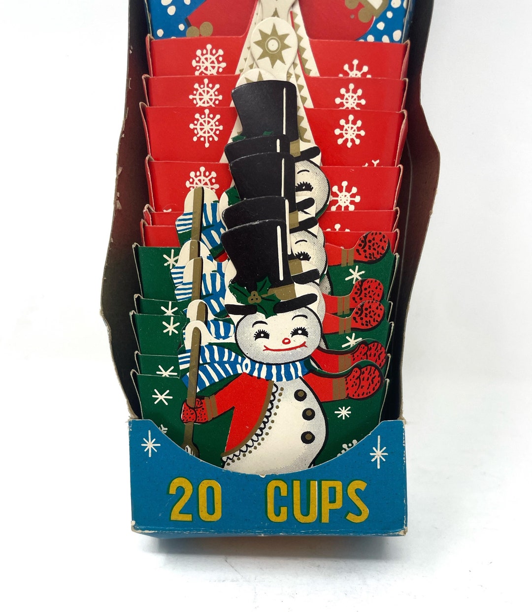 Vintage Japan NOS Set of 15 Yuletide Party Nut Cups Christmas Snowman ...