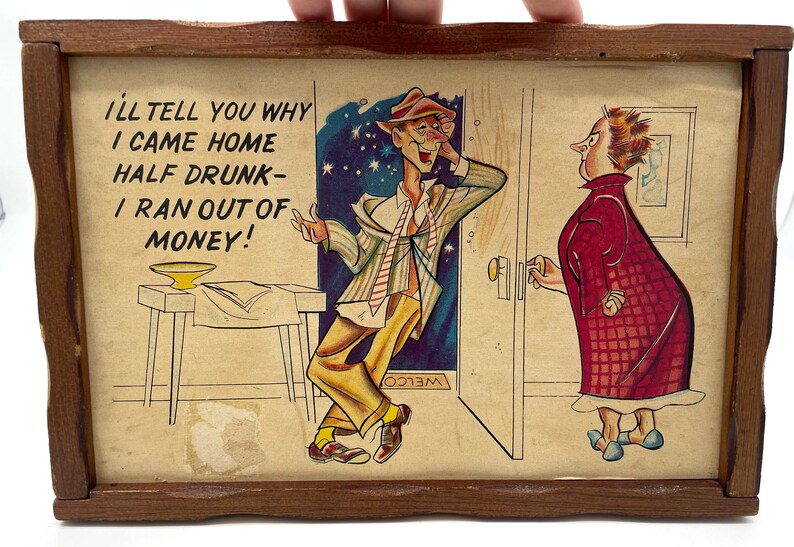 Vintage Set of 2 Framed Naughty Prints Risque Mancave Decor - Etsy