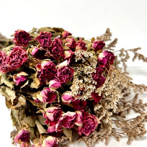 Dried Rose Bouquet Mini, Dried Rose Arrangement, Flower Centerpiece ...