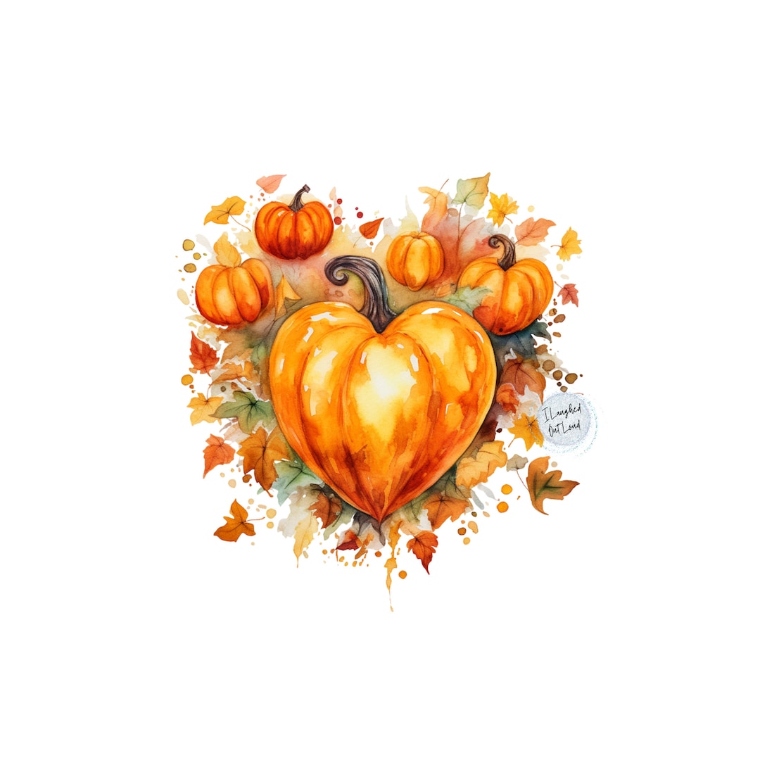 Fall Pumpkin PNG | Pumpkin PNG | Heart Shaped Pumpkin PNG | Watercolor ...