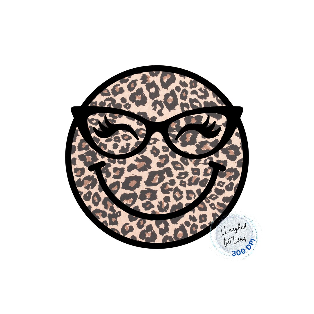 Leopard Smiley Face With Glasses PNG, Leopard Smiley Face PNG, Cricut ...