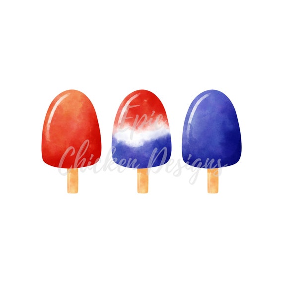 Patriotic Popsicles Cream PNG - Etsy