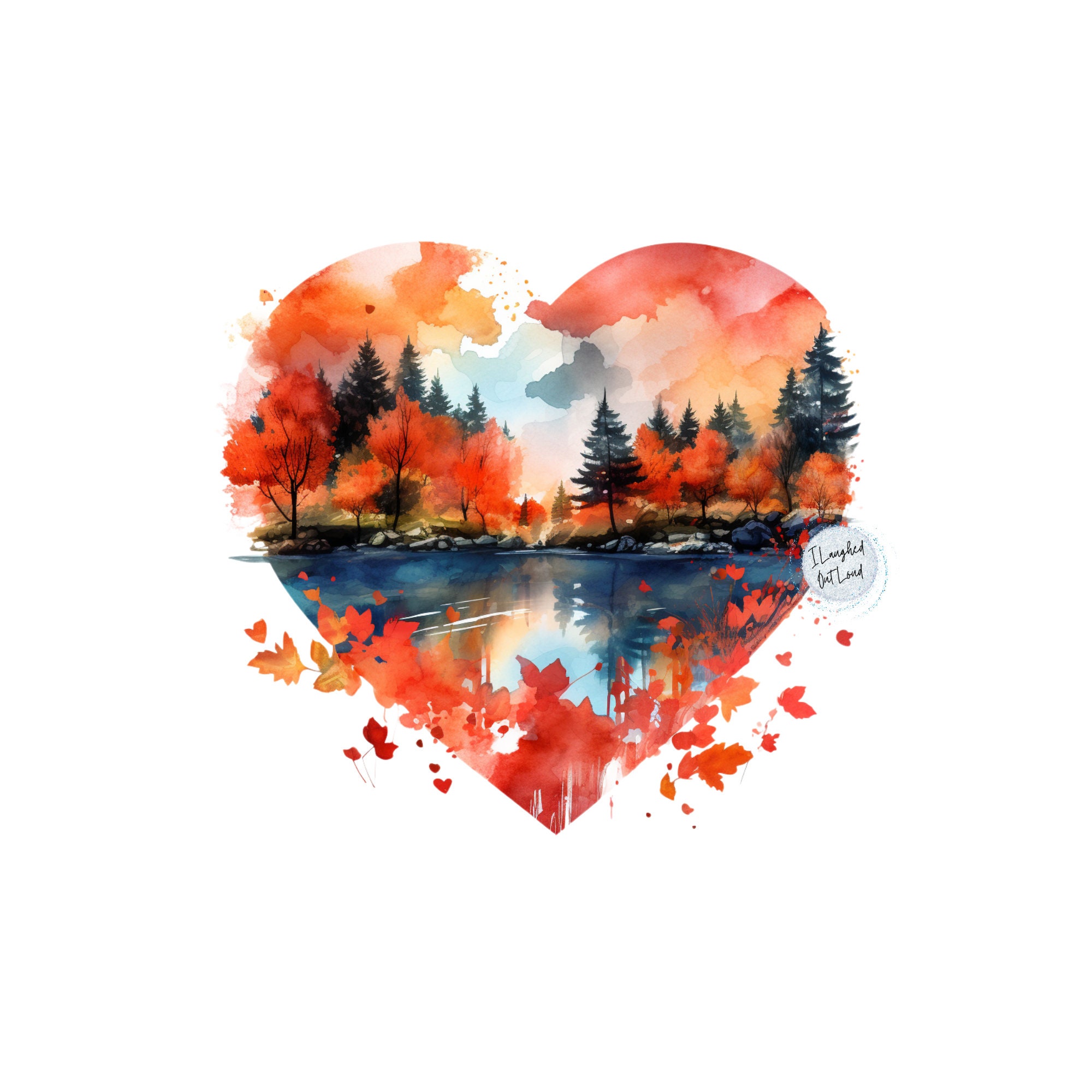 Fall PNG Fall Heart PNG Heart Shaped Fall Scene PNG Watercolor Fall Png ...