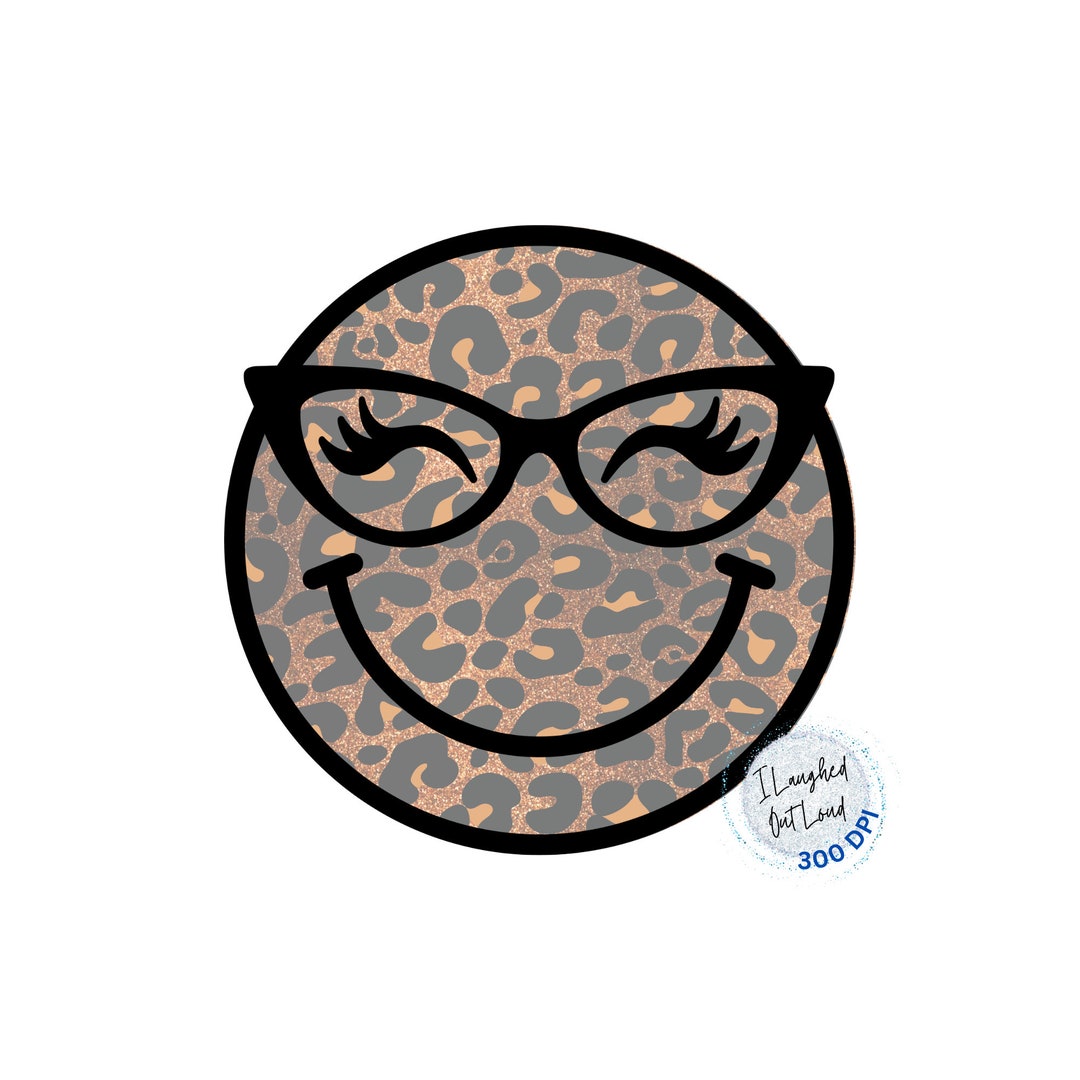 Leopard Smiley Face With Glasses PNG, Leopard Smiley Face PNG, Cricut ...