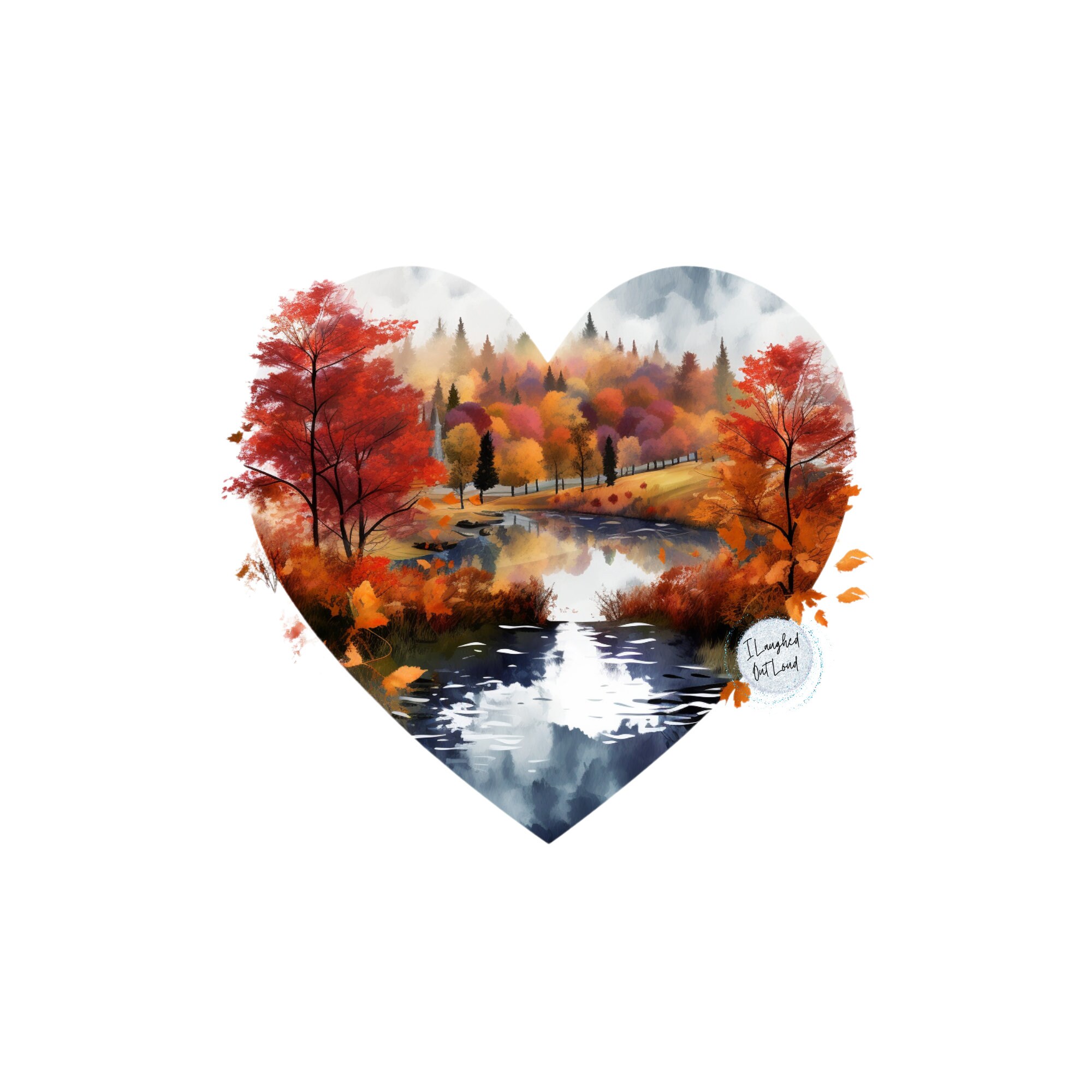 Fall PNG Fall Heart PNG Heart Shaped Fall Scene PNG Watercolor Fall Png ...