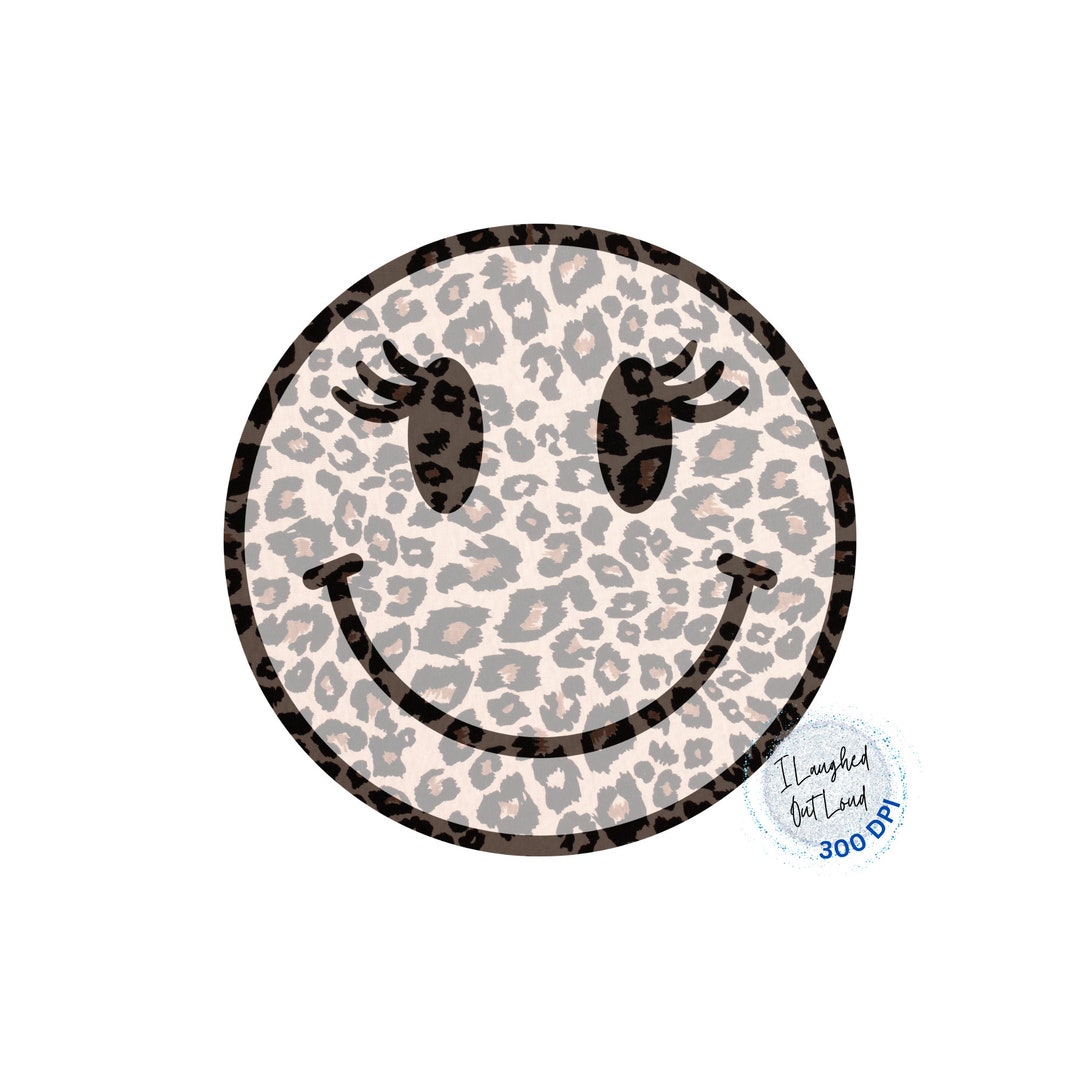 Reverse Leopard Smiley Face PNG, Leopard Smiley Face PNG, Cricut Cut ...