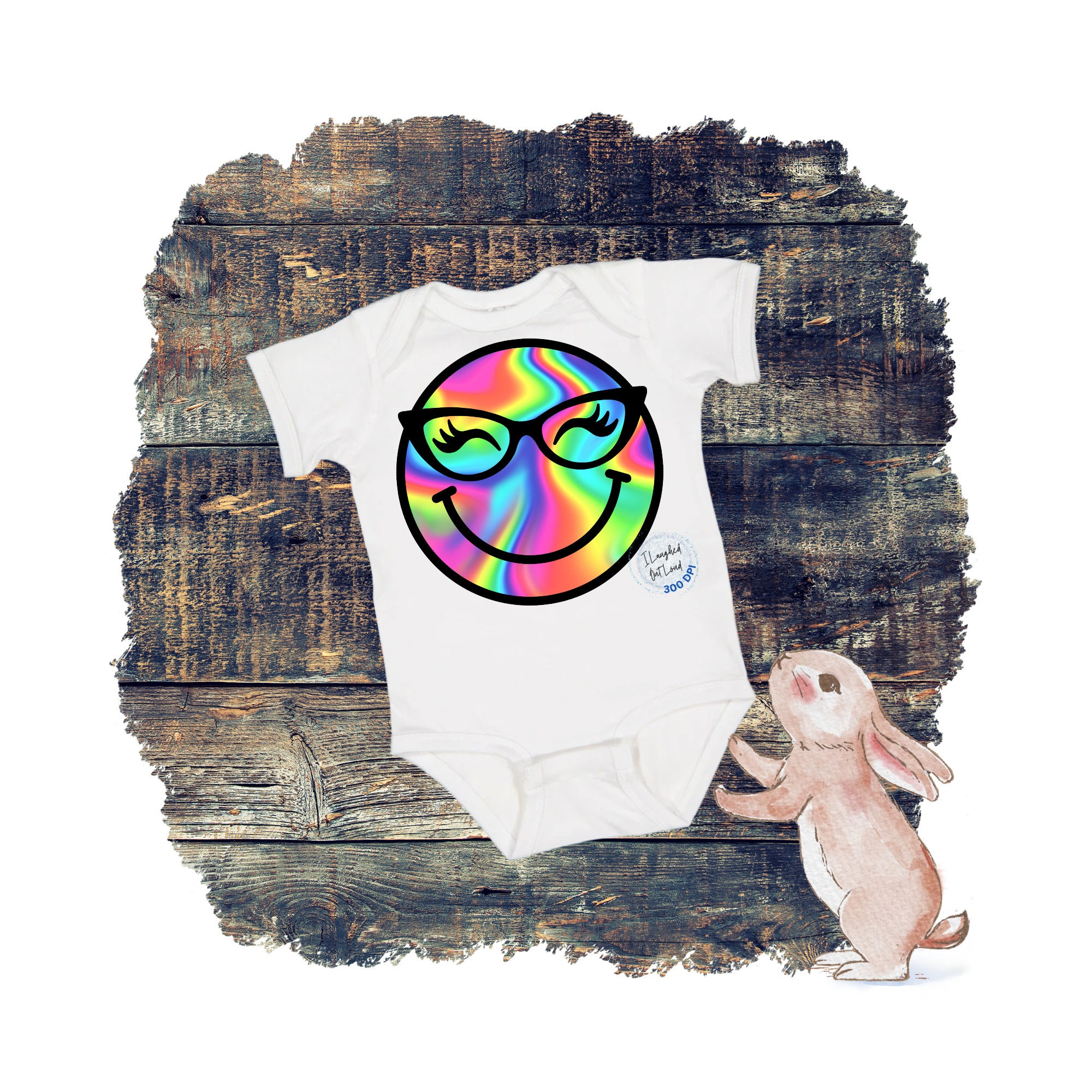 Groovy Rainbow Smiley Face With Glasses PNG, Rainbow Smiley PNG, Cricut ...