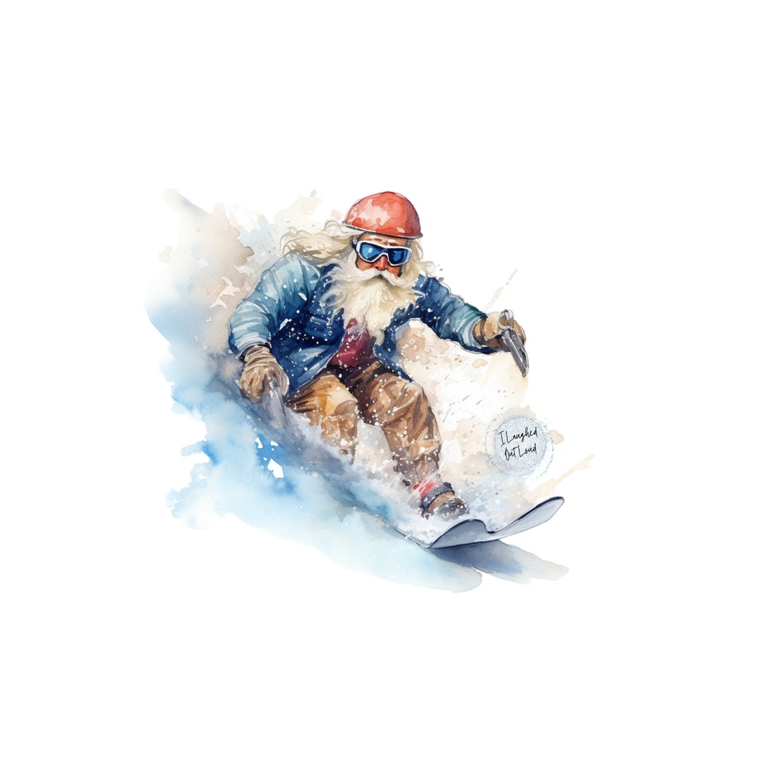 Santa PNG Santa Christmas Shirt PNG Funny Santa PNG Snowboarding Santa ...