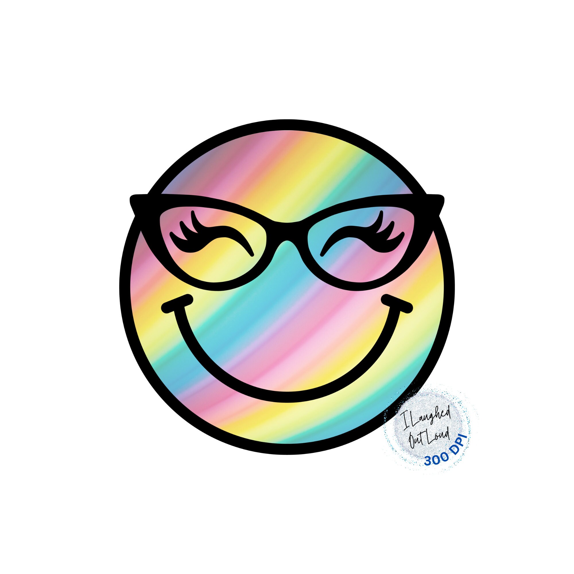 Rainbow Smiley Face With Glasses PNG, Rainbow Smiley PNG, Cricut Cut ...