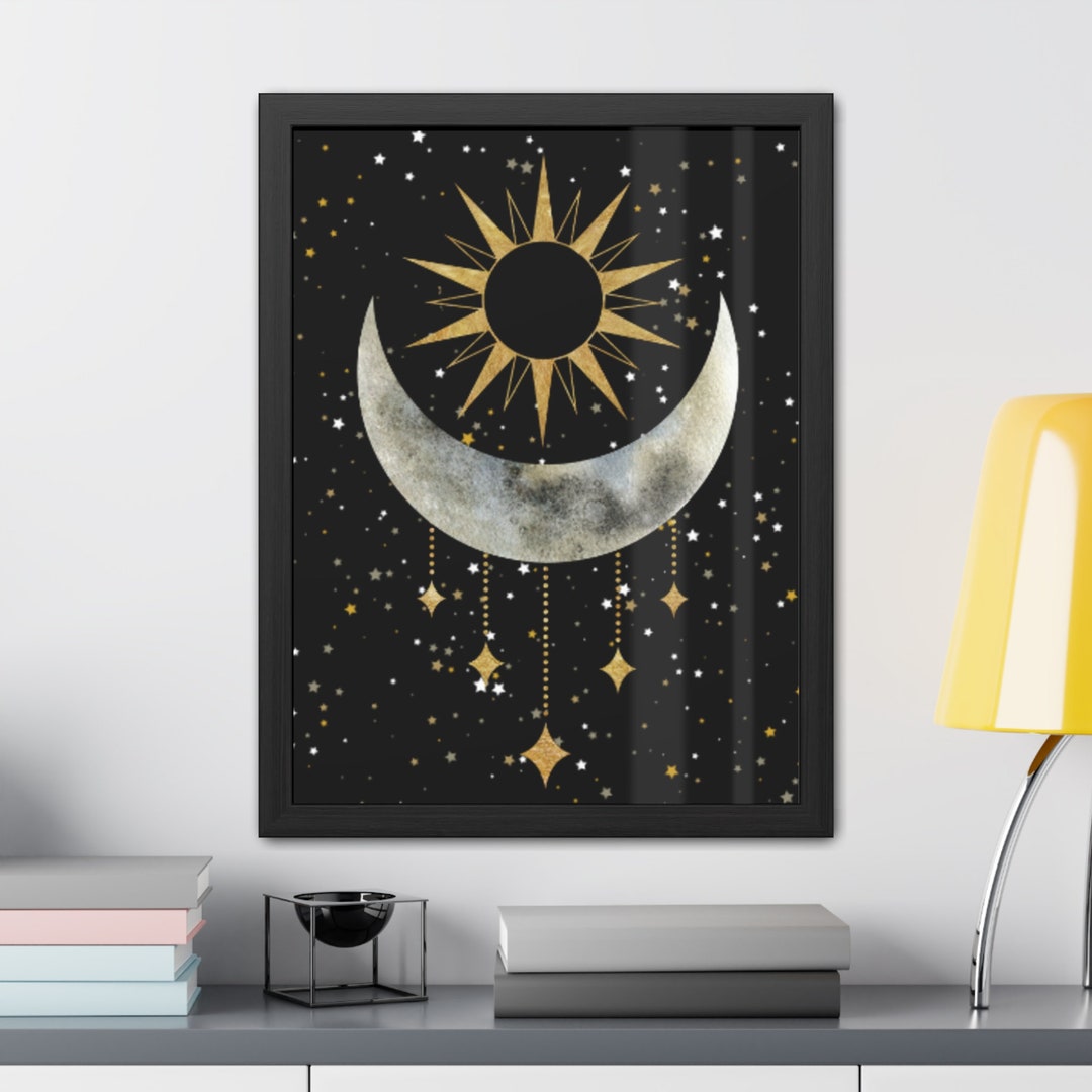 Sun, Moon, Stars Poster Digital Print, Wall Art, Rainbow Poster, Cute ...