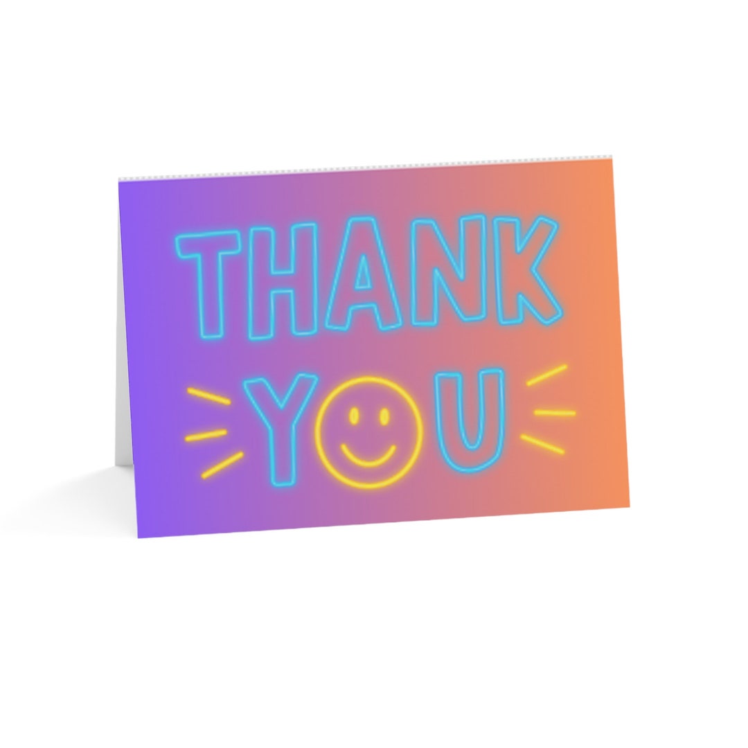 Neon Thank You Card Digital Download - Etsy