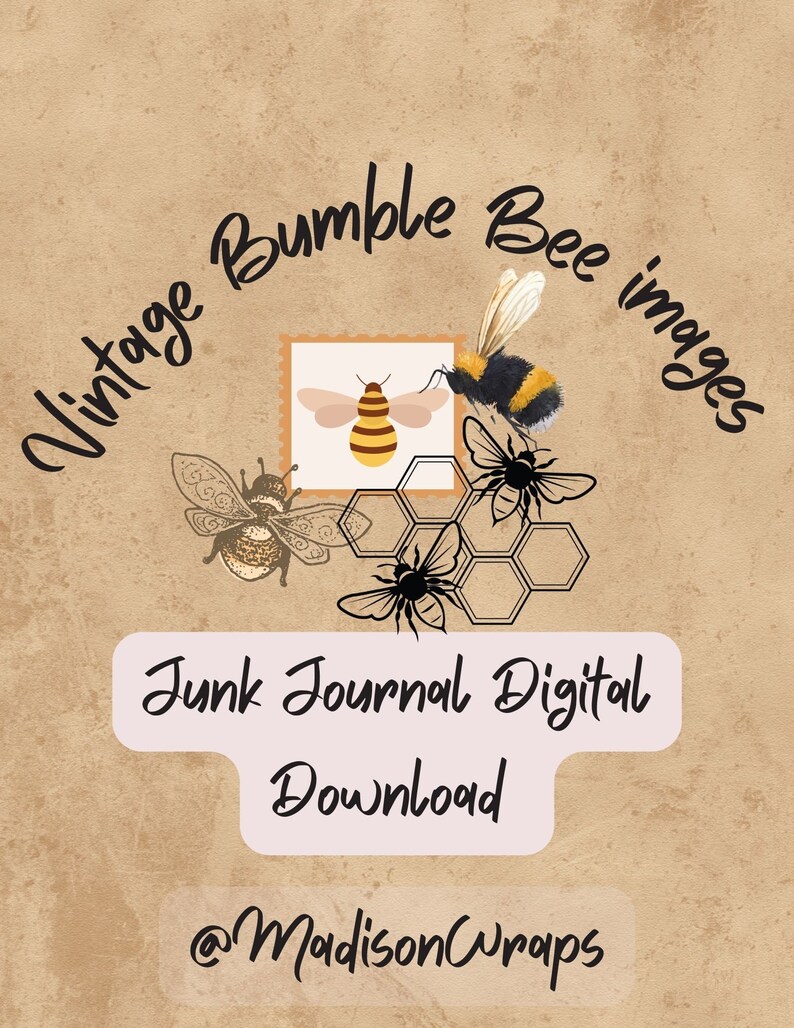 Bumble Bee Junk Journal Classroom Vintage Antimated Themed Digital ...