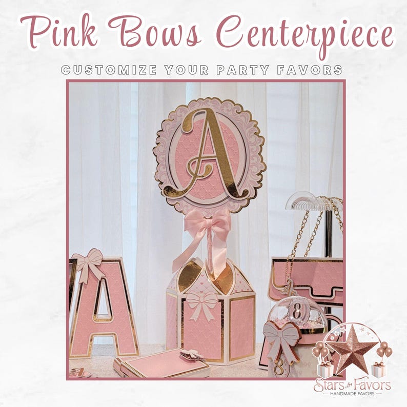 Pink Bows Custom Centerpiece Custom Handmade Central Decor Element for ...