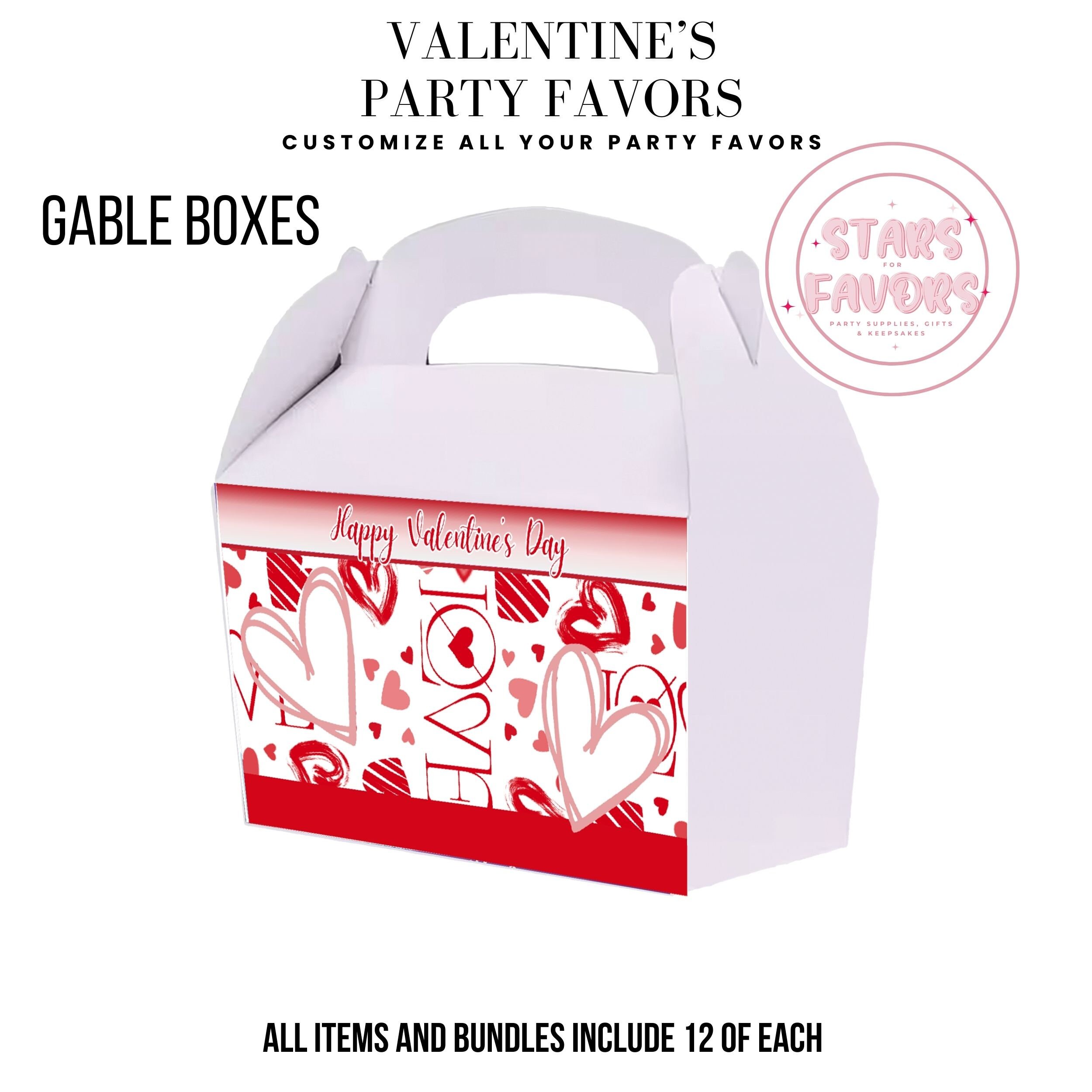 Red Hearts Love Valentine's Day Custom Party Favor Custom Party Bundle ...