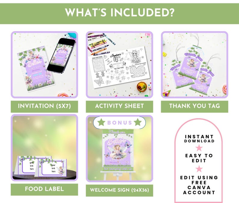 Fairy First Birthday Party Labels, Fairy Party Invite, Fairy Printable ...