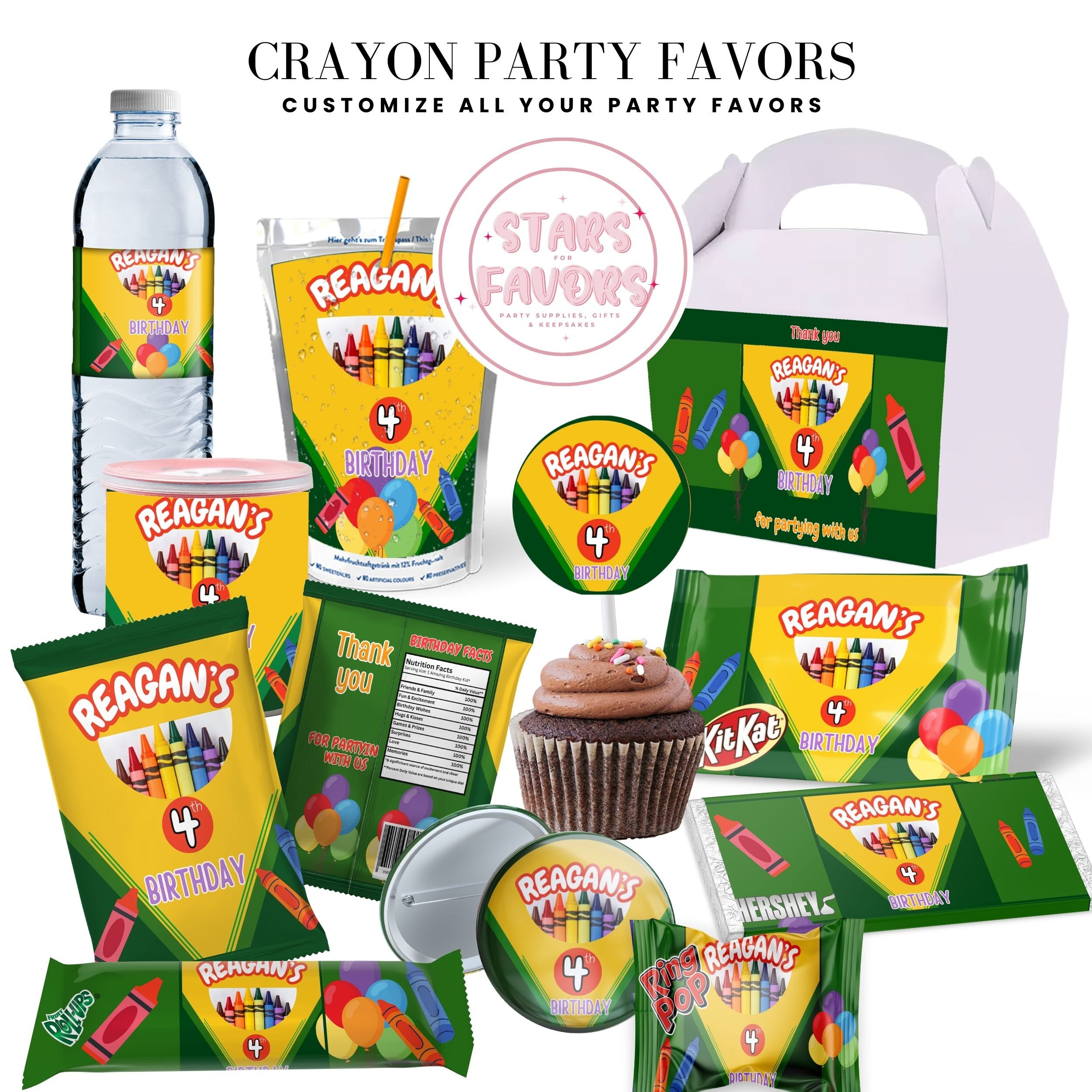 Crayon Color Birthday Party Custom Party Favor Custom Party Bundle ...
