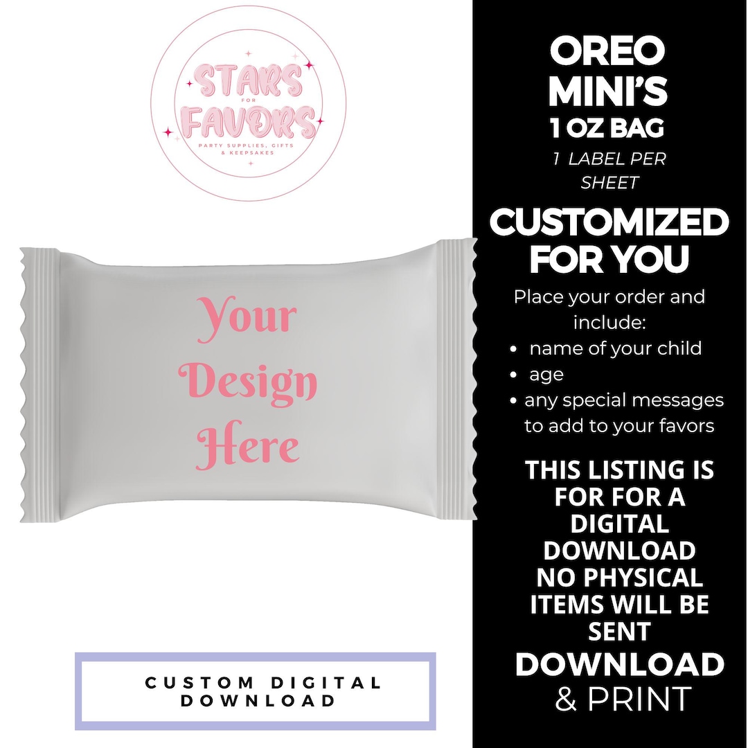 Custom Mini Oreo Cookies Bag Wrapper 1oz, Custom Party Favor, Custom ...