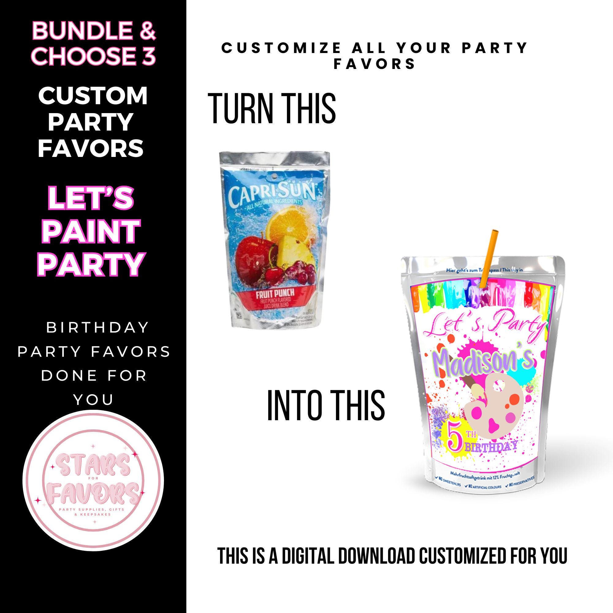 Choose 3 Let's Paint Splatter Birthday Party Favor Bundle, Party Favor ...