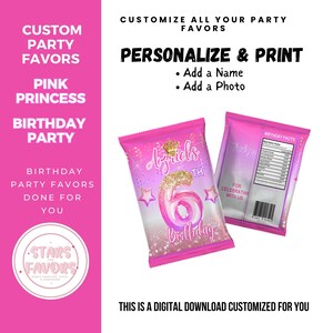 Pink Princess Crown Balloon Birthday Party Custom Party Favor Custom ...