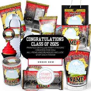 Class of 2025 Graduation Party Favors: Custom Snack Bags & Labels ...