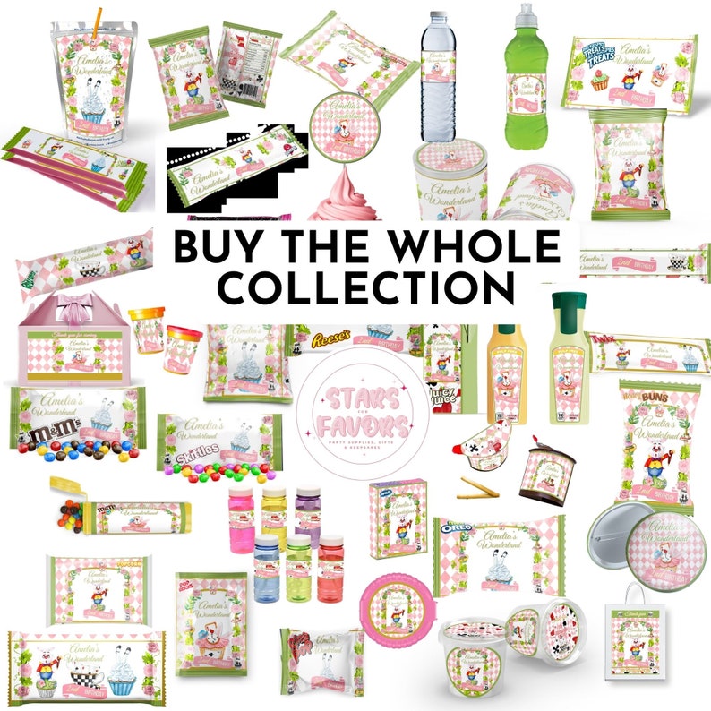 Alice in Wonderland Birthday Party Water Bottle Label Sticker CANVA ...