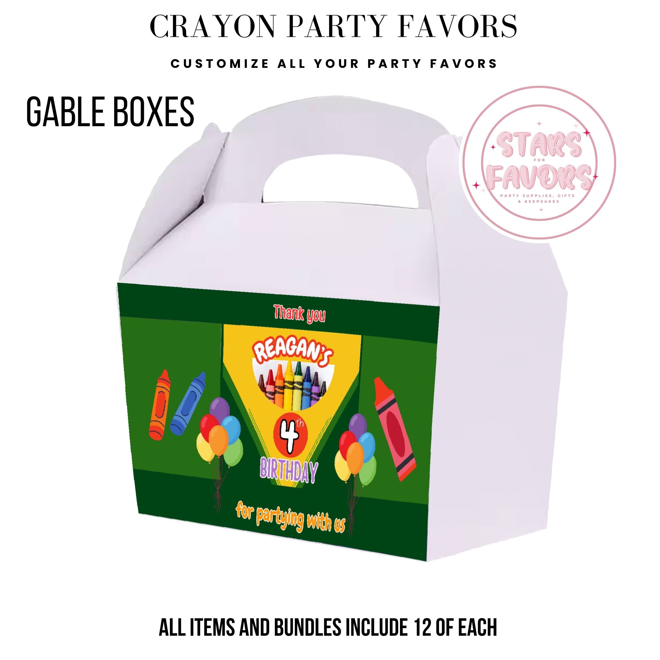 Crayon Color Birthday Party Custom Party Favor Custom Party Bundle ...