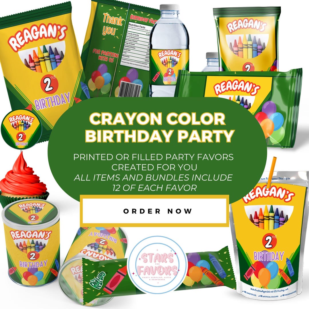 Crayon Color Birthday Party Custom Party Favor Custom Party Bundle ...