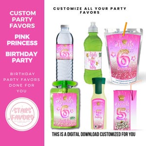 Pink Princess Crown Balloon Birthday Party Custom Party Favor Custom ...