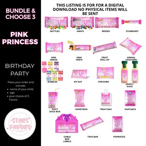 Choose 3 Pink Princess Crown Birthday Party Favor Bundle, Party Favor ...