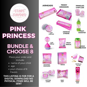 Choose 8 Pink Princess Crown Birthday Party Favor Bundle, Party Favor ...