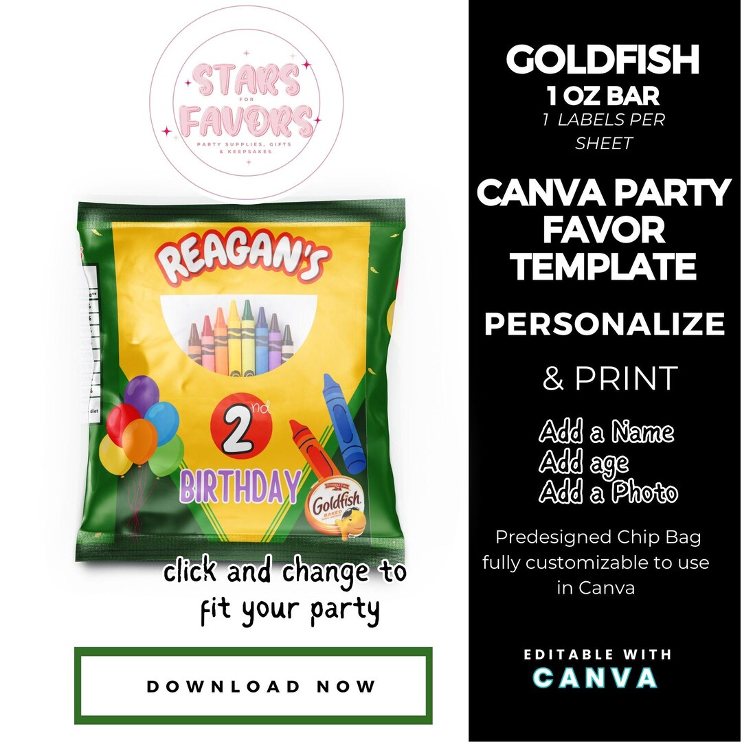 Crayon Color Birthday Party Personalized Goldfish Crackers Wrapper ...