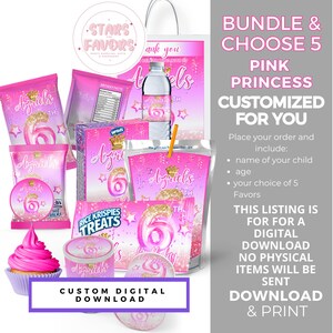 Choose 5 Pink Princess Crown Birthday Party Favor Bundle, Party Favor ...