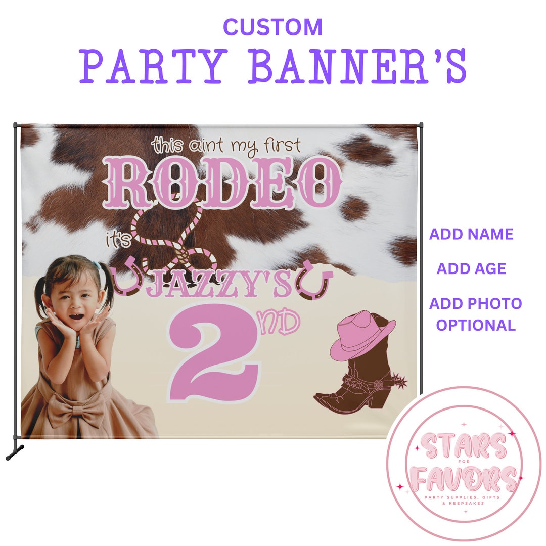 Pink Rodeo Cowgirl Birthday Photo Backdrop, Photo Step and Repeat ...