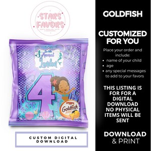 Our Little Mermaid Birthday Party Custom Goldfish Cracker Wrapper ...